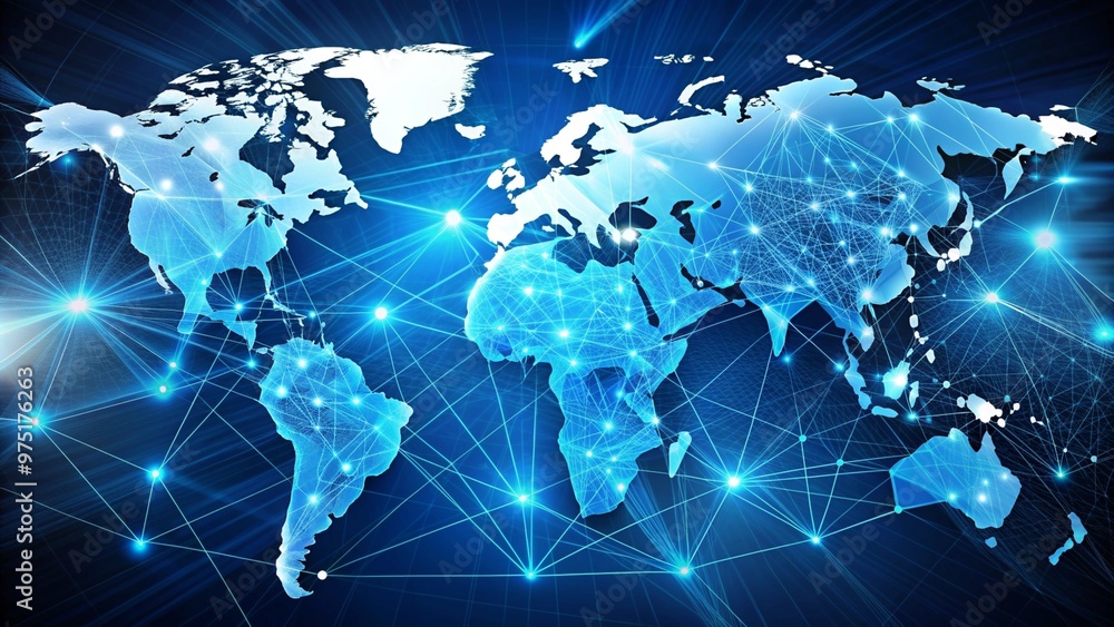 world map with glowing light effect Stock Illustration | Adobe Stock