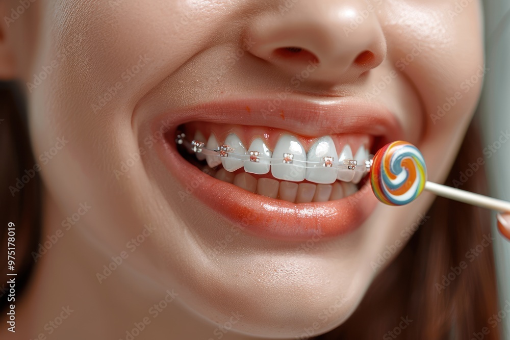 Straightening journey: orthodontic bracket or brace, focusing on dental ...