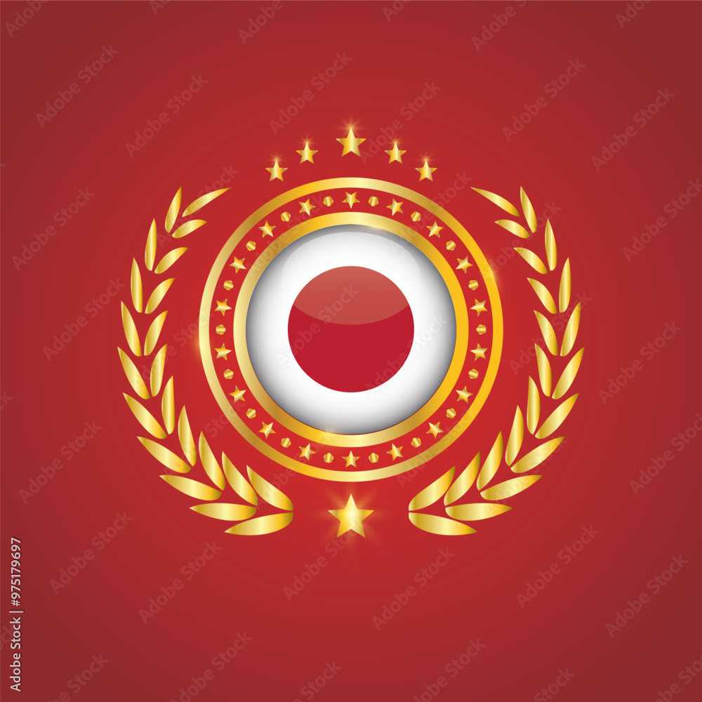 Vetor de Golden Stamp With Flag. Japan Flag Stamp. Made in Stamp ...