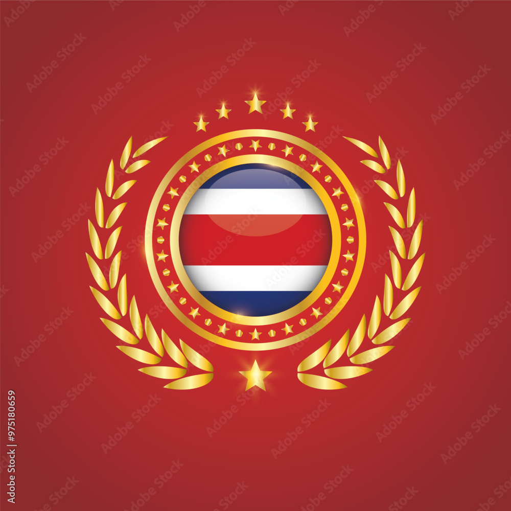 Golden Stamp With Flag. Costa Rica Flag Stamp. Made in Stamp Isolated ...