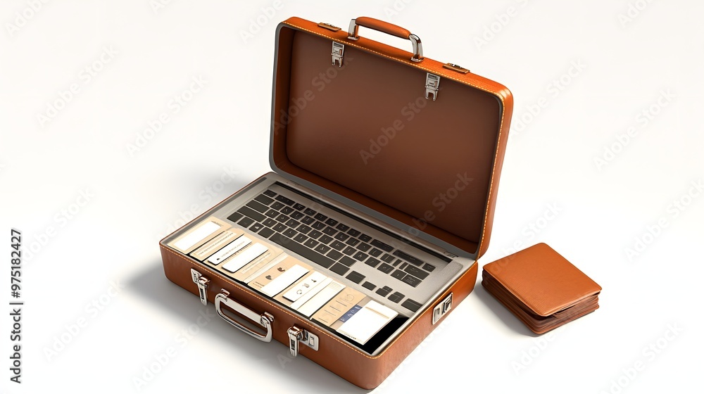 3. **A 3D model of a professional briefcase opened to reveal neatly ...