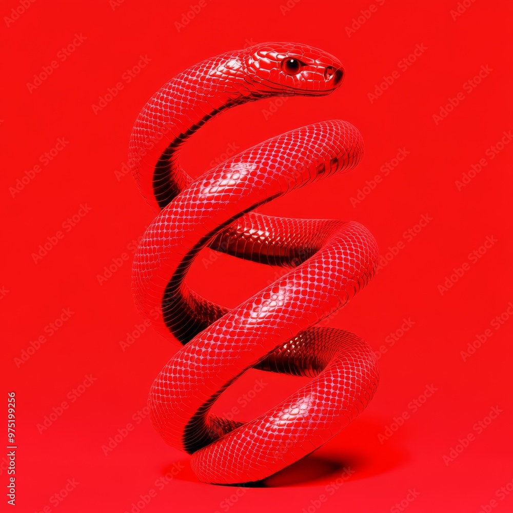 A modern and sleek digital illustration of a snake coiled in a double ...