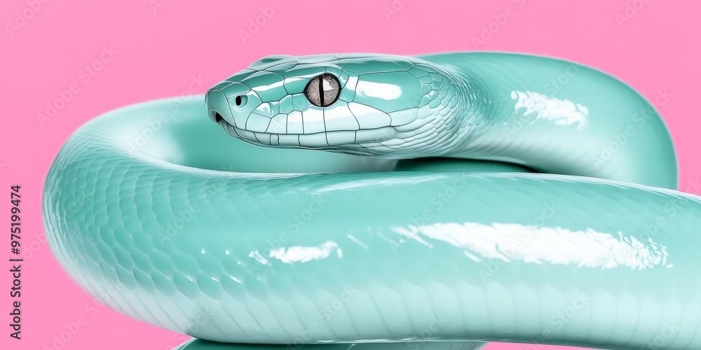 A modern and sleek digital illustration of a snake coiled in a spiral ...