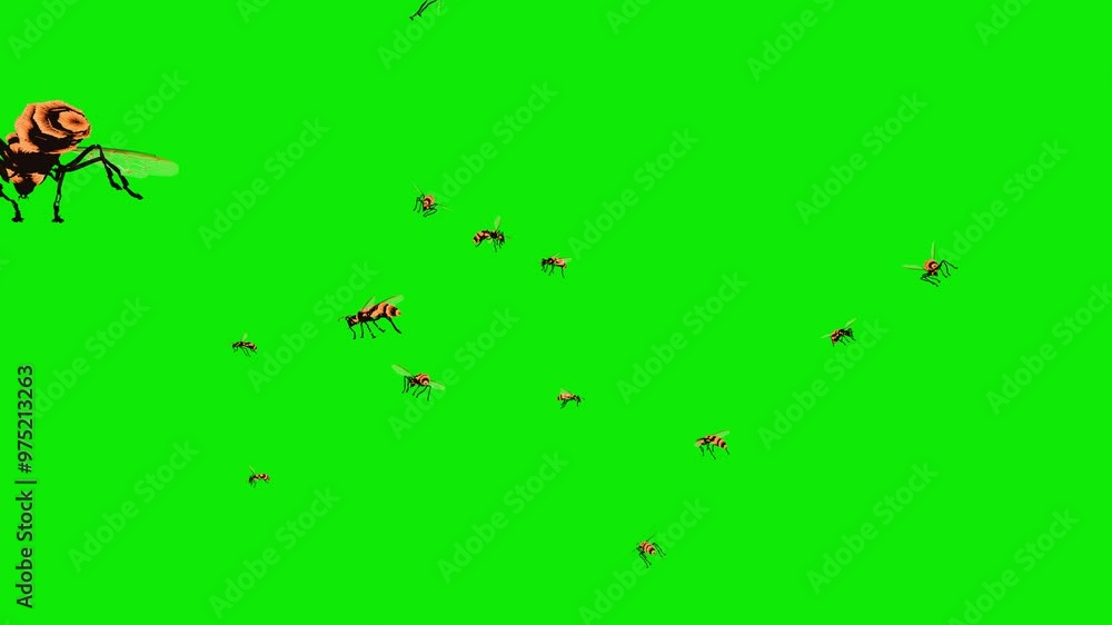 Wild Bees - Large Swarm - Flying Around Screen Loop - Green Screen ...
