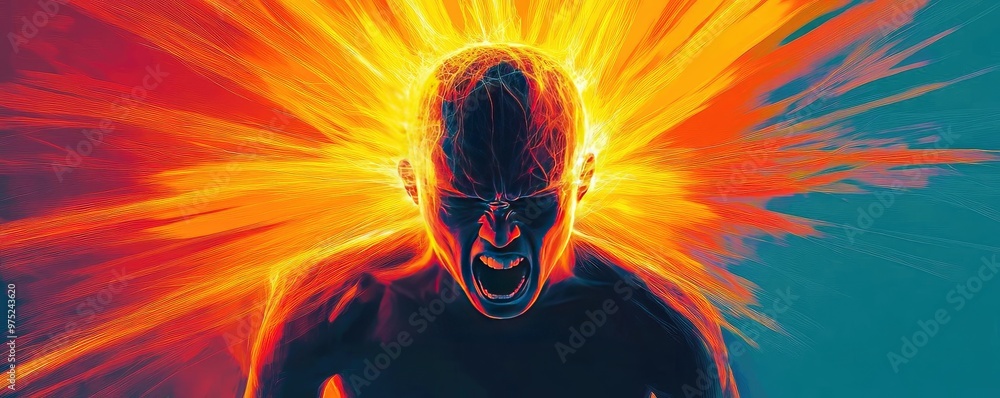 Intense burst of energy symbolizing power and emotion, featuring a ...