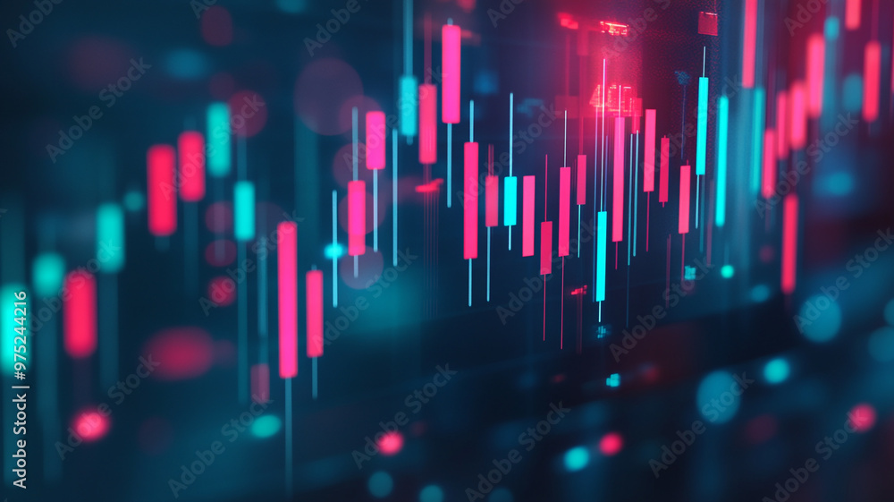 Dynamic financial chart illustrating stock market trends with vibrant ...