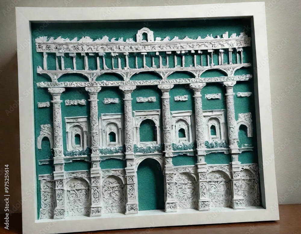 Detailed architectural model of a historic building with intricate ...