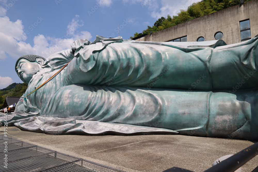 A Japanese temple : a scene of the huge statue of Buddha in the ...