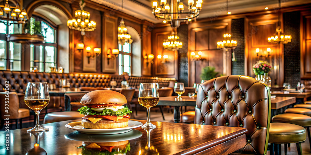 Luxurious 5 star burger restaurant interior with elegant decor and ...
