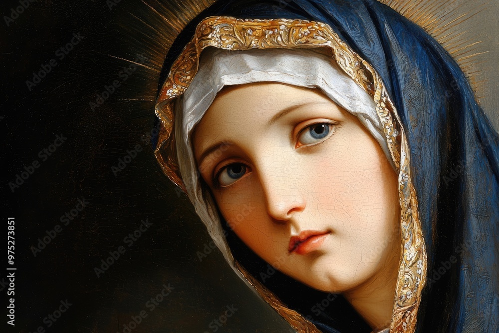 Sacred icon: Portrait of St. Mary capturing the divine serenity and ...
