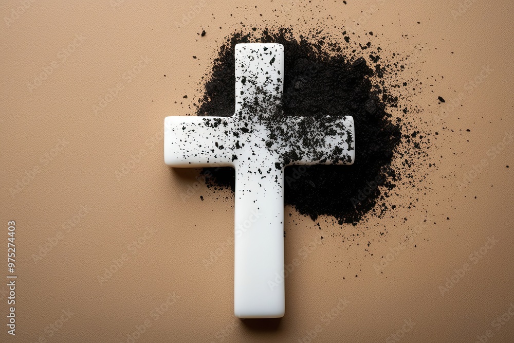 Ash Wednesday Christian Cross Symbol with Ash for Holy Day of Prayer ...