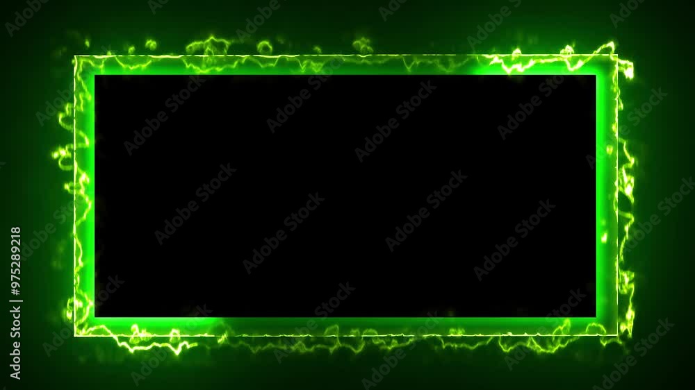neon border frame, green glowing border, rectangle, square, frame ...