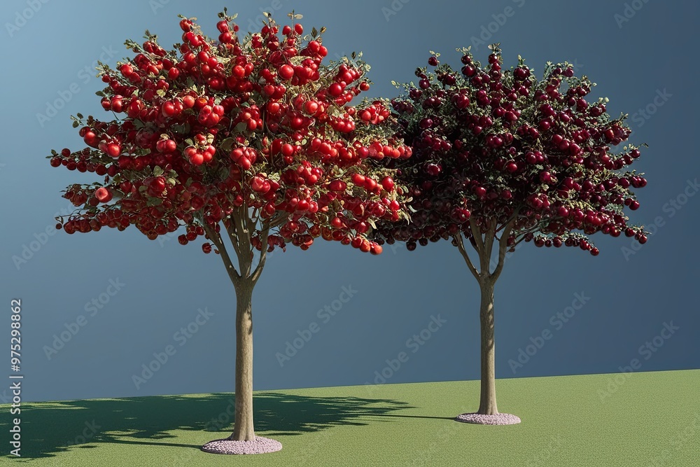 Stunning 3D Models of Cherry and Plum Trees with Ground Shadows for ...