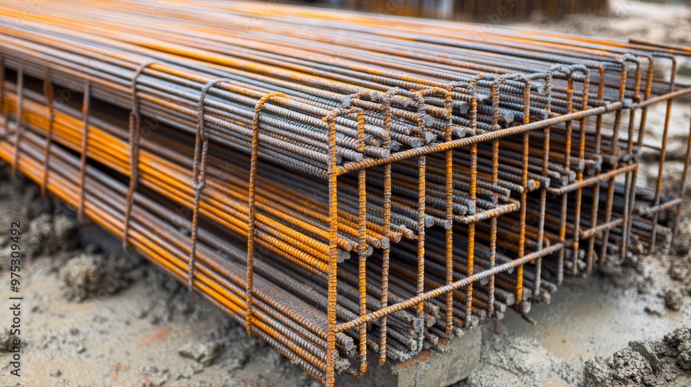 Piles of stirrup for concrete work. A stirrup is a closed loop of ...
