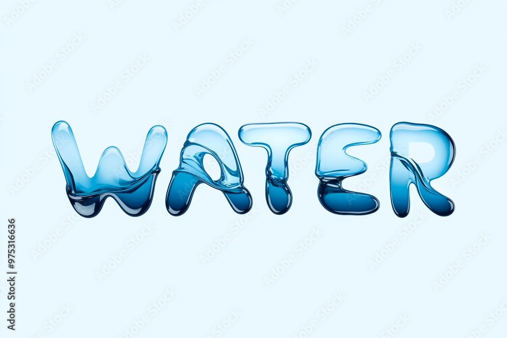 Realistic WATER spelled Themed 3D Typography Design with Liquid text ...