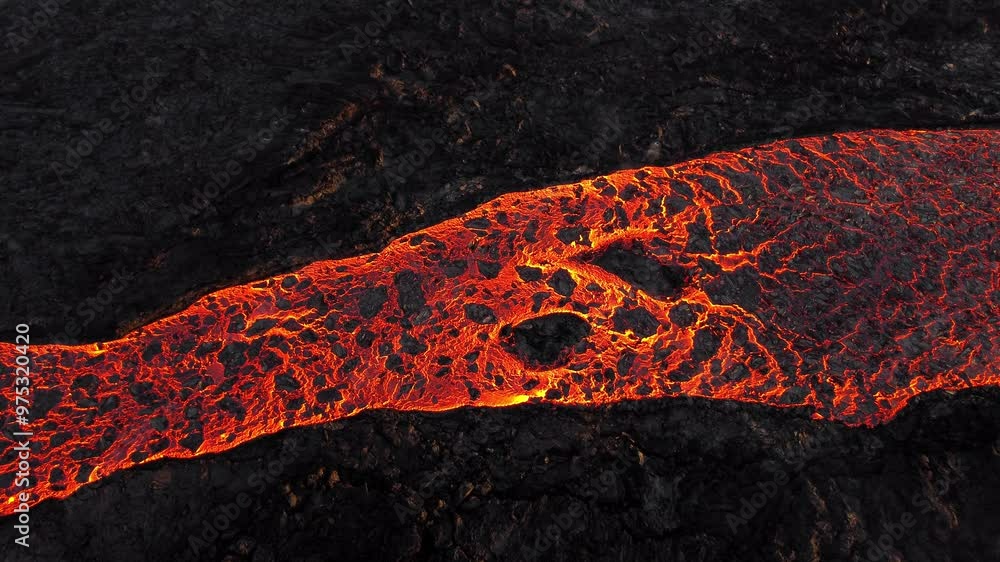 Volcano Eruption in Iceland, Flowing Red Hot Lava River, Incredible ...