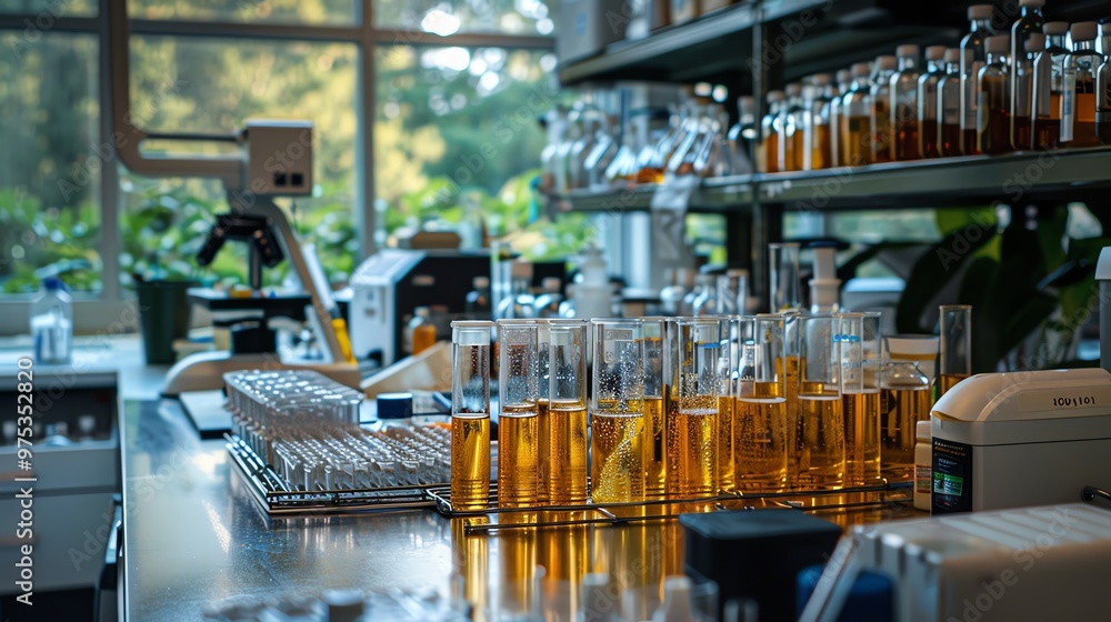 Environmental science lab with various test tubes and equipment ...
