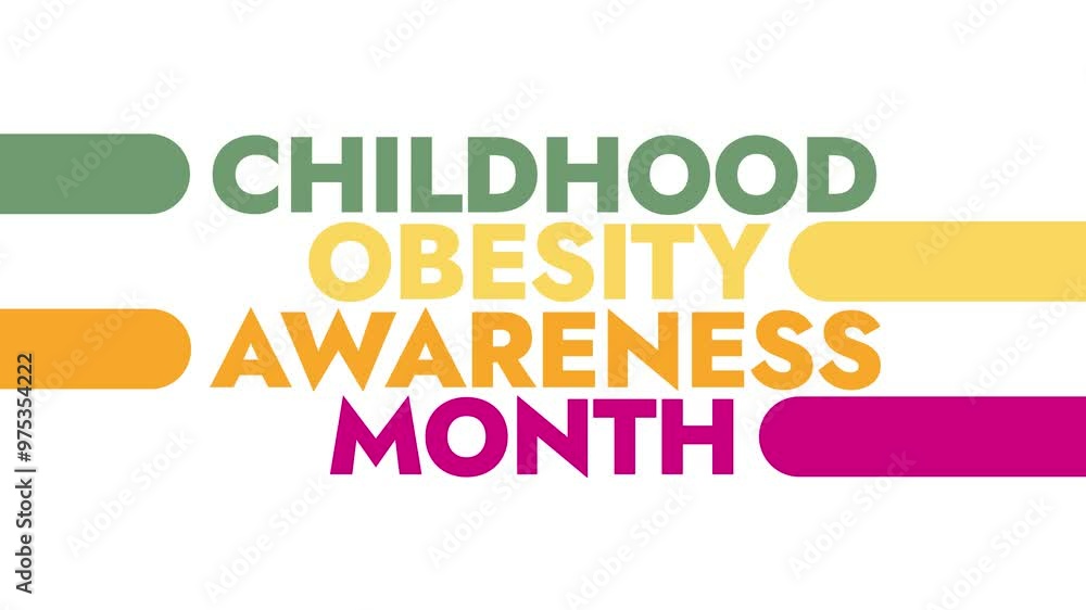 Childhood Obesity Awareness Month colorful motion graphics seamless ...