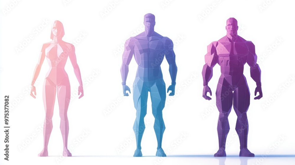 Characters illustrating various body shapes, with one featuring an ...