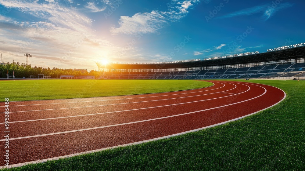 Circular running track in a football stadium, creating a perfect loop ...