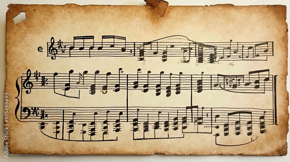 Vintage sheet music with antique musical notes and lyrics Stock ...