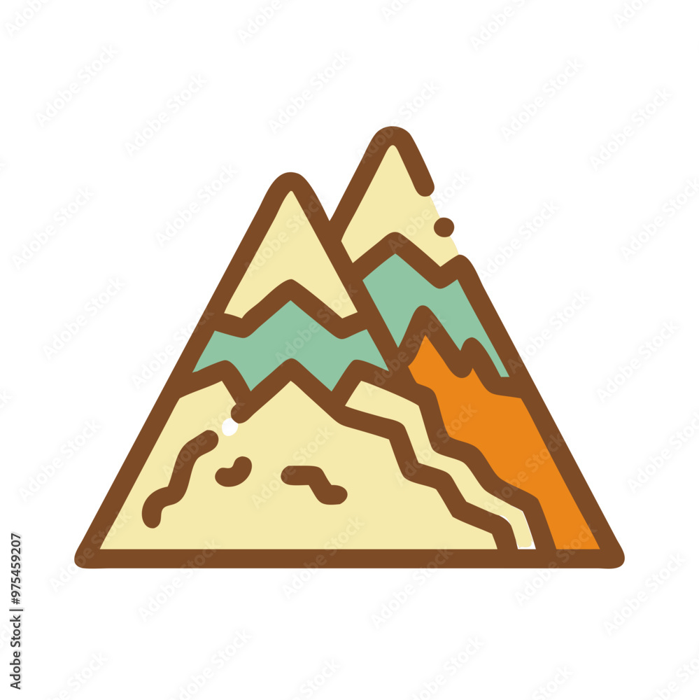 Mountain Peak Icon In Earth Tones Representing Adventure And Challenge ...
