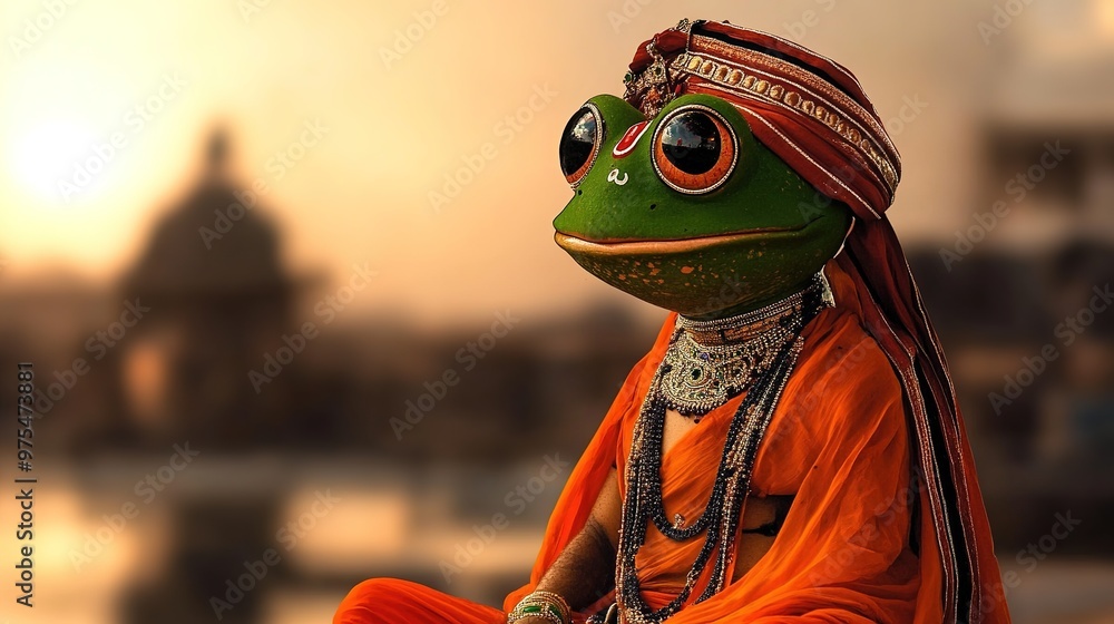 Pepe the Frog in Hindu Attire. This image features the popular meme ...