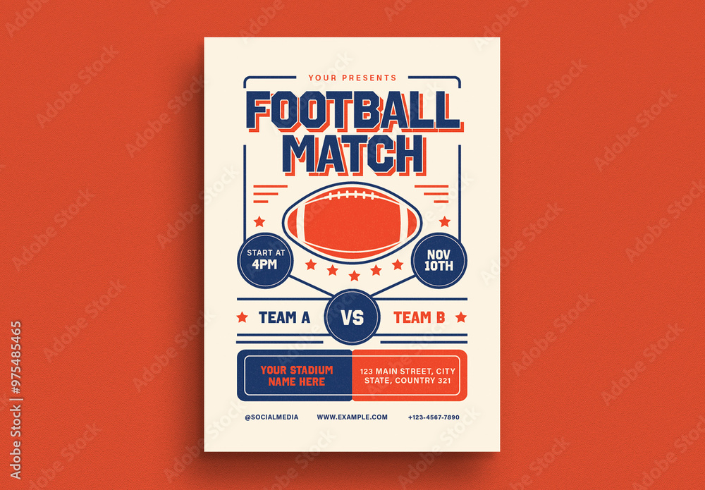 Retro Football League Flyer Stock Template | Adobe Stock