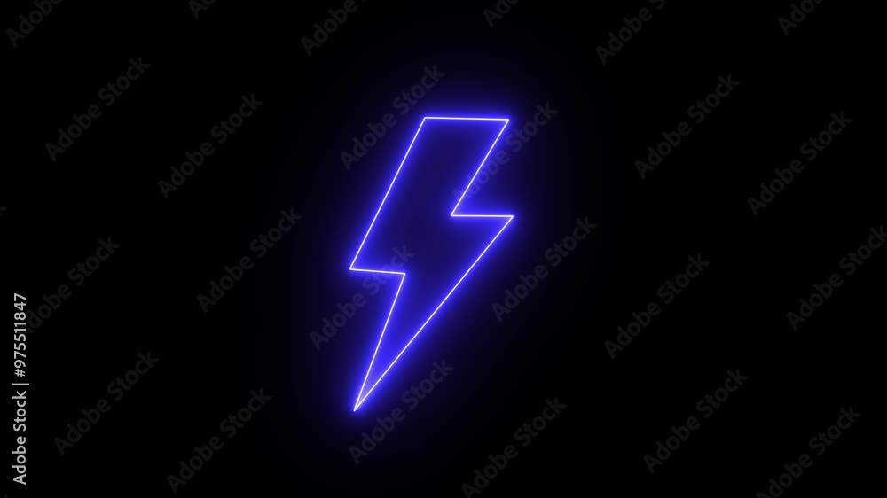 Neon blue color battery charging power icon. Energy Icon Animation ...