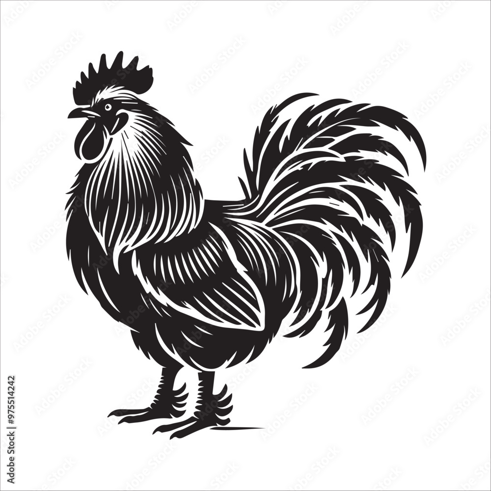 Hen silhouette Clipart - Brahma Chicken Vector illustration in black ...