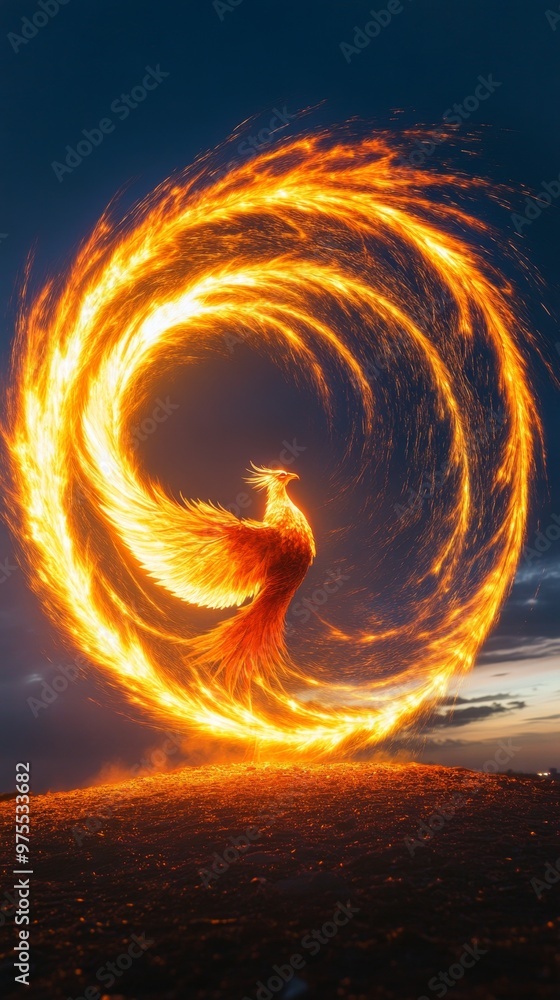 Fiery Phoenix Rising - Stunning Vertical Wallpaper for Phones Stock ...