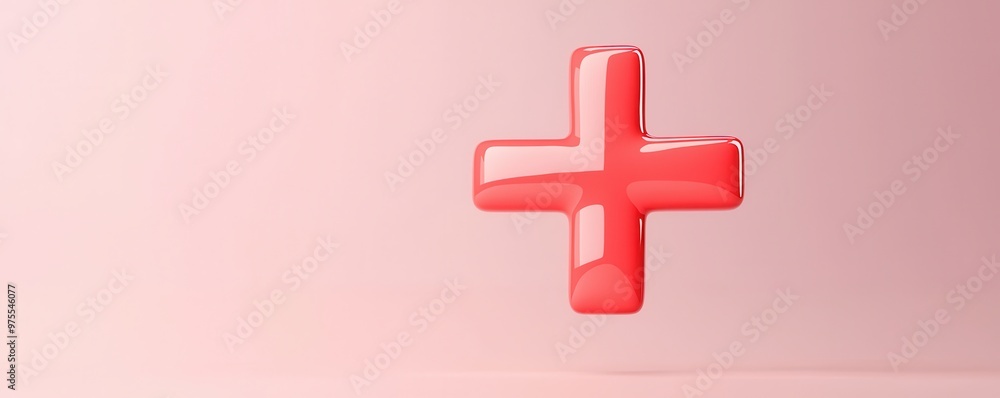 3D Red Plus Sign on Pink Background. Stock Illustration | Adobe Stock