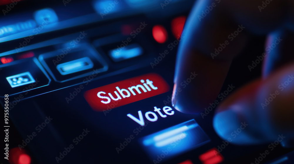 A finger is tapping digital Submit Vote button, highlighting importance ...