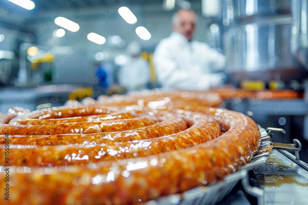 Sausages Production Line, Food Industry, Working on Automated ...