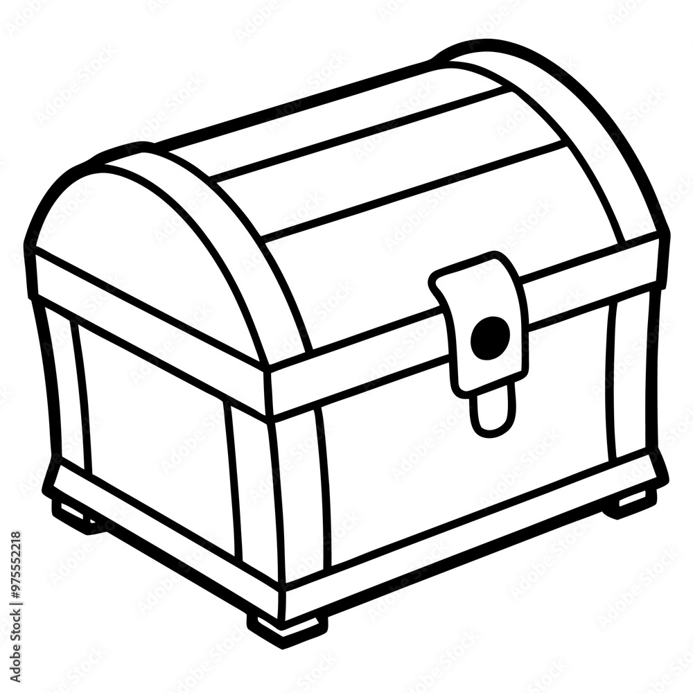 Photo wooden chest outline coloring book page line art drawing, Shapla ...