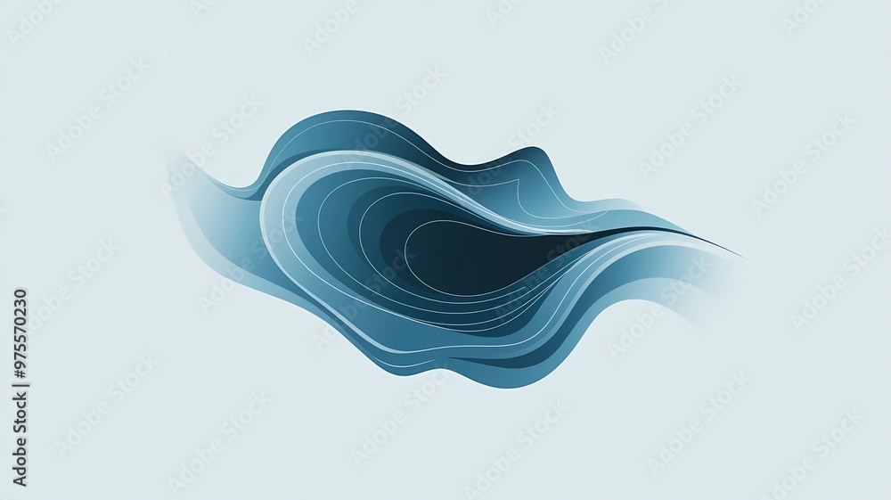 An illustration of a blue abstract wave design isolated on a white ...