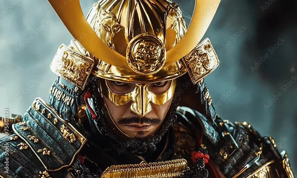 Samurai Warrior in Golden Armor with Intense Stare with ai generated ...
