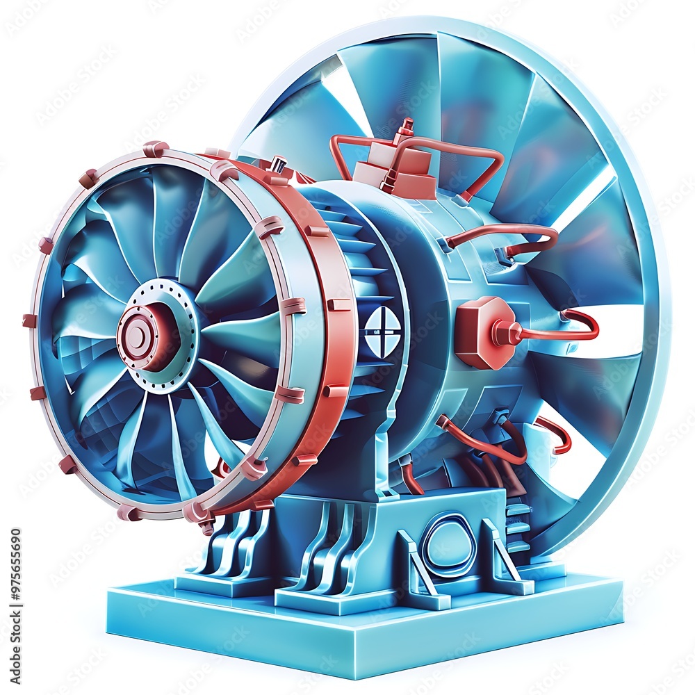 Water turbine engine, hydroelectric power generation machine 3D art ...