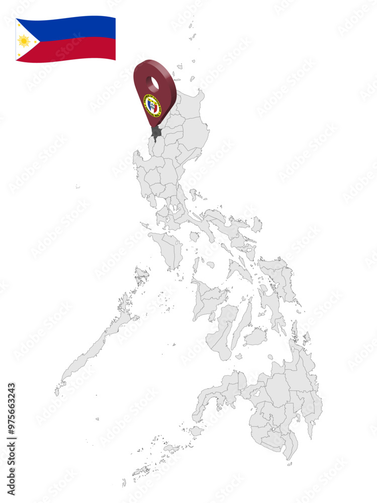 Location Province of Ilocos Sur on map Philippines. 3d location sign of ...