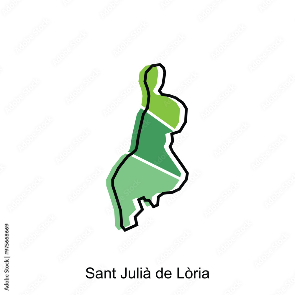 Sant Julia de Loria Map, vector map of Andorra Country with outline and ...