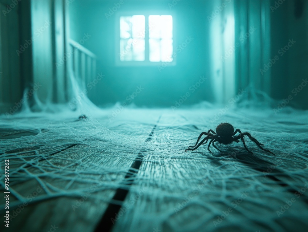 Eerie Forgotten Room With Cobwebs And Dust On Wooden Floor, Spooky ...
