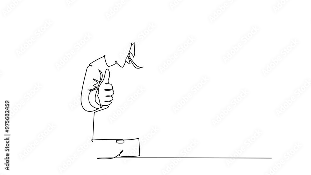 Self drawing animation of single line draw of young male business ...