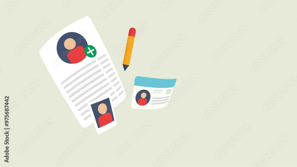 animation of registration forms and floating personal data on a plain ...