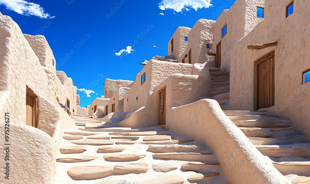 Pueblo Adobe Structure, showcasing traditional Native American ...