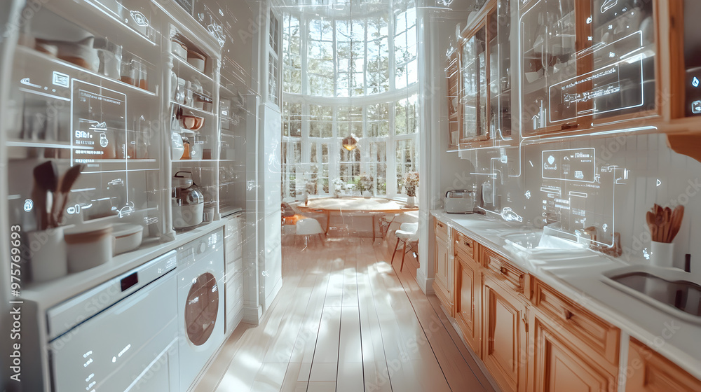 Smart kitchen with AI-integrated appliances and holographic interfaces ...