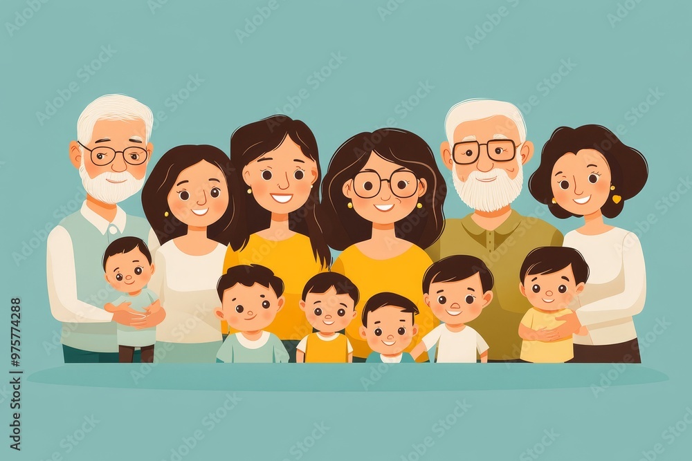 Big happy multi-generational family siblings relatives portrait. people ...