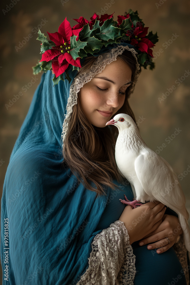 Expectation of the Blessed Virgin Mary. Pregrant Our lady at Christmas ...