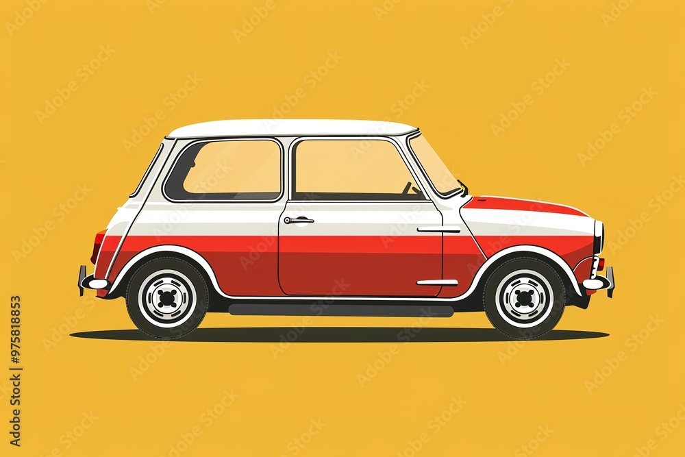 An old car with a realistic style. An old vintage car, with green color ...