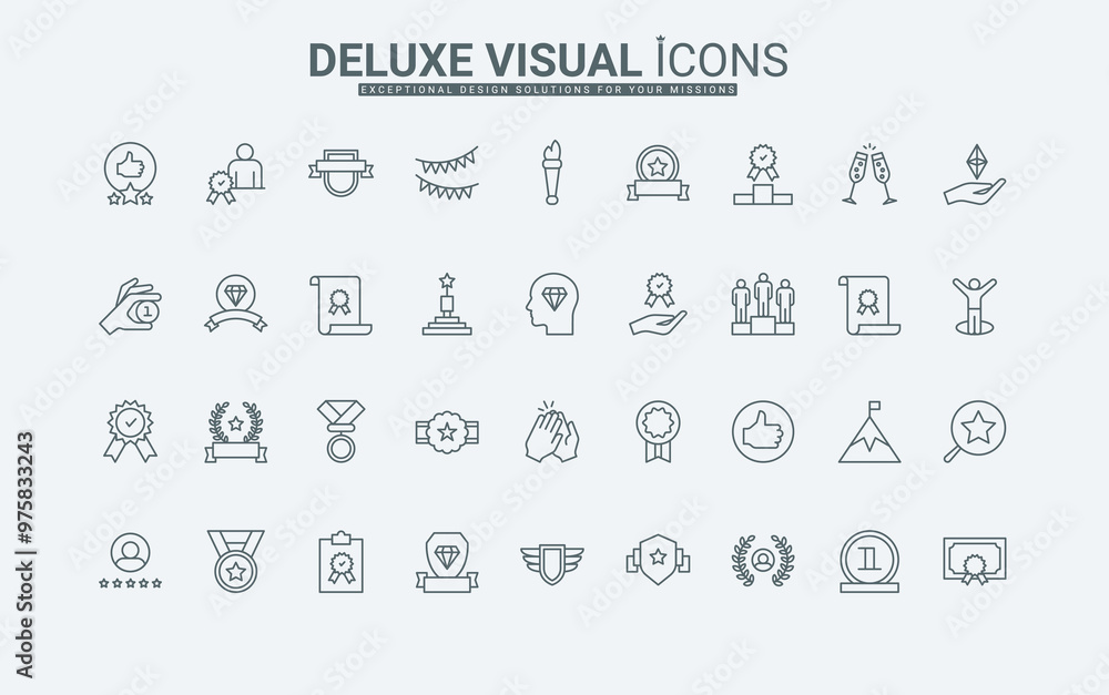 Medal, wreath badge for achievement victory, trophy recognition of ...