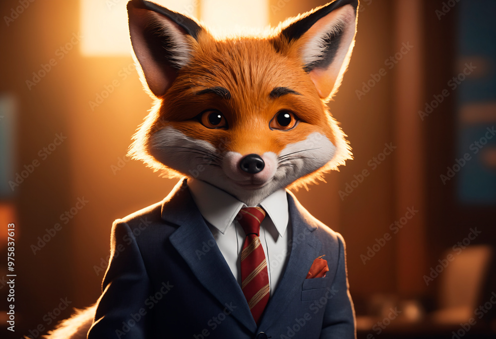 Fox Wearing Suit and Tie. A red fox dressed in a formal suit and tie ...